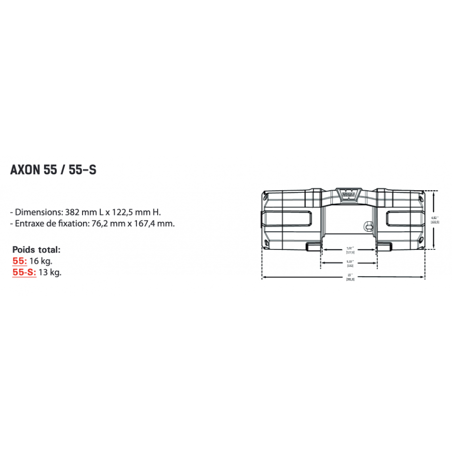 Winch WARN AXON 55-S - 12V 2495 Kg - synthetic cable